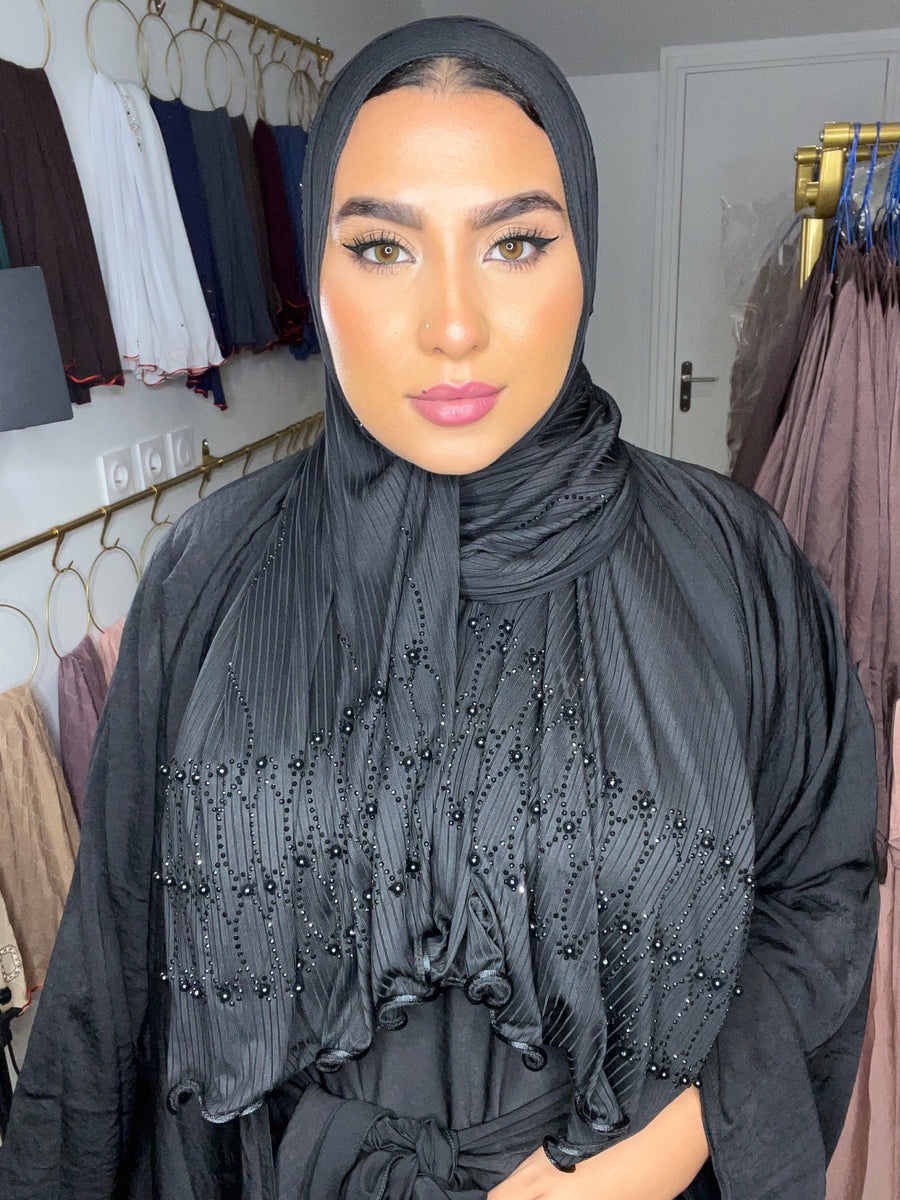 Hijab pearly Noir ligne noir – ESSFAAYHIJAB